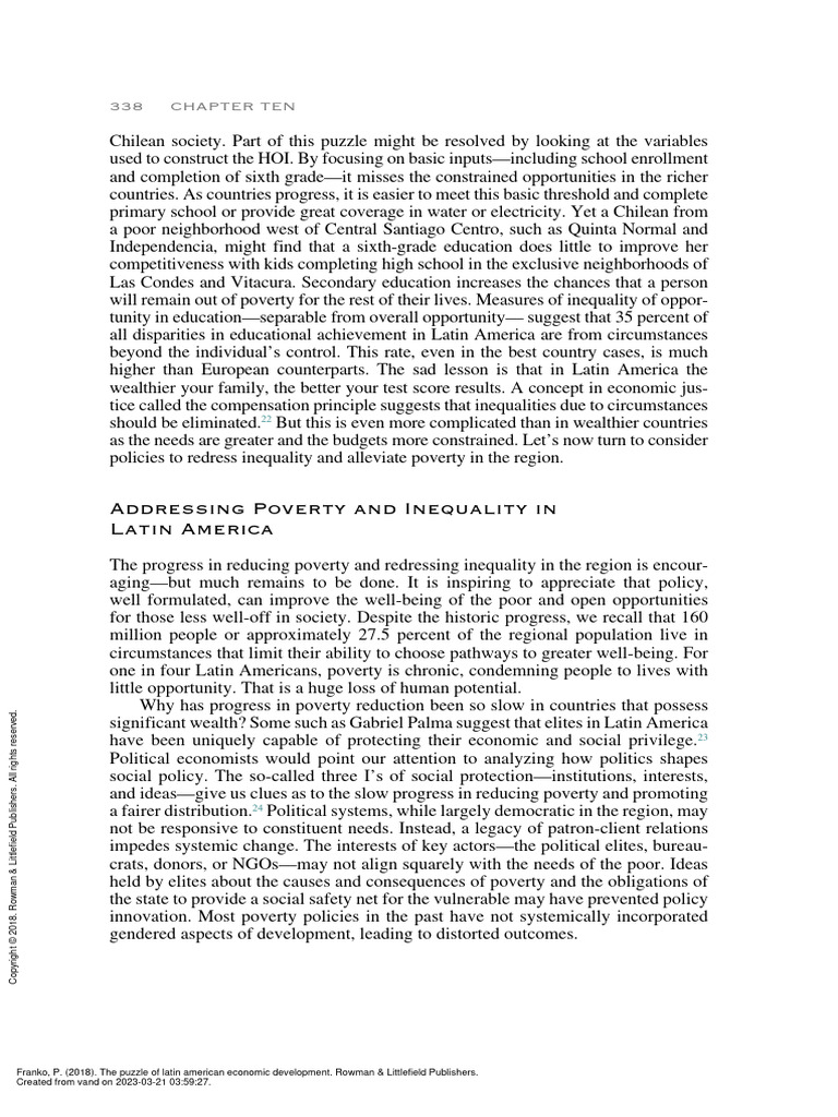 The Puzzle of Latin American Economic Development - (Chapter 10 Poverty in Latin America) | PDF ...