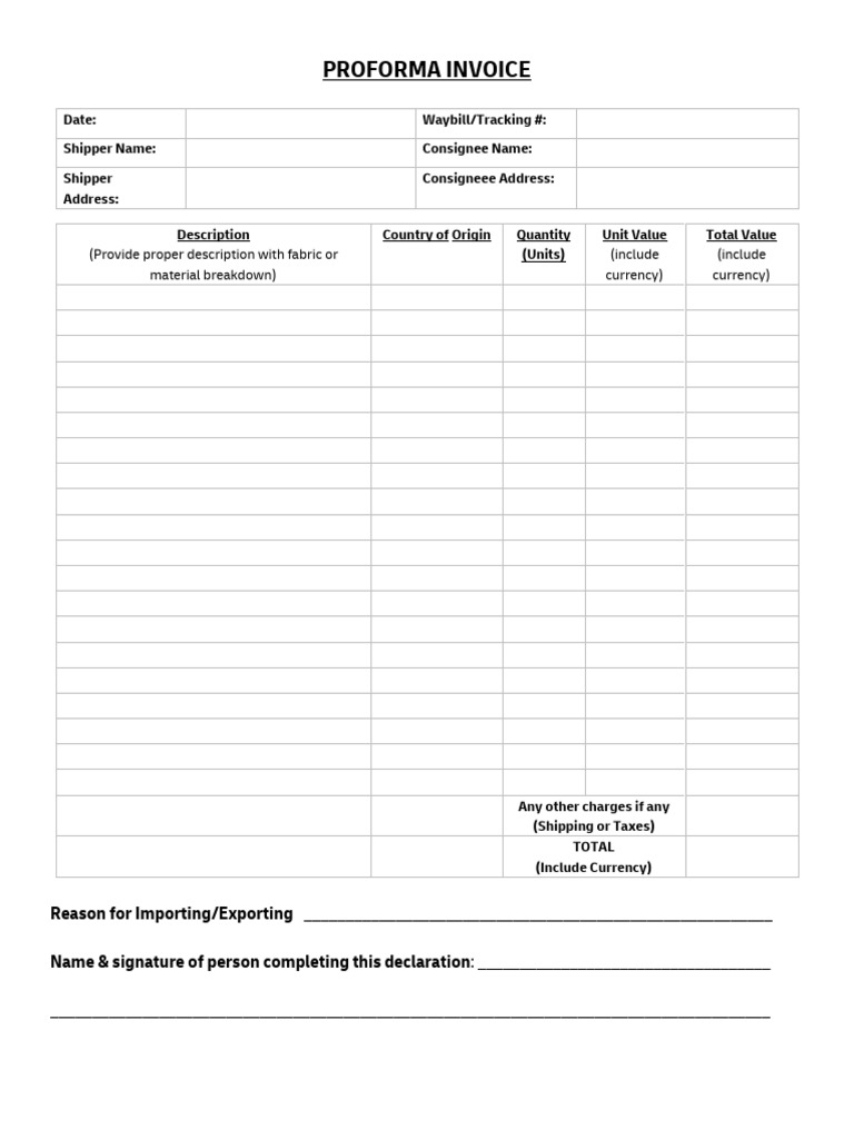 Proforma Invoice | PDF | Finance & Money Management