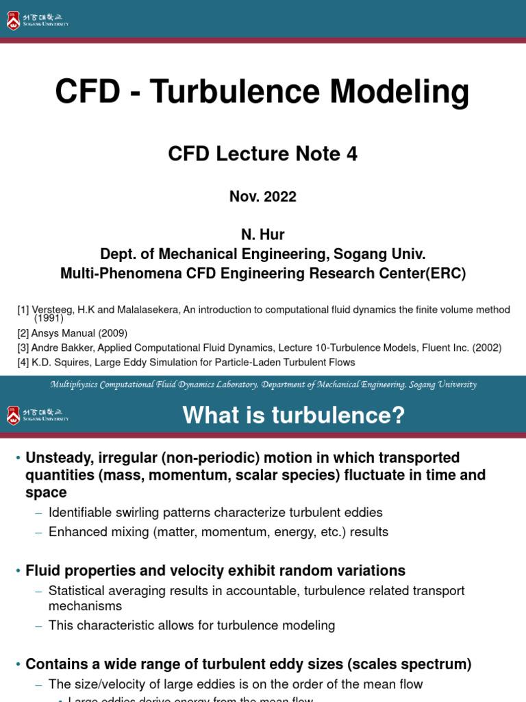 CFD강의자료4-turbulence modeling | PDF | Fluid Dynamics | Turbulence