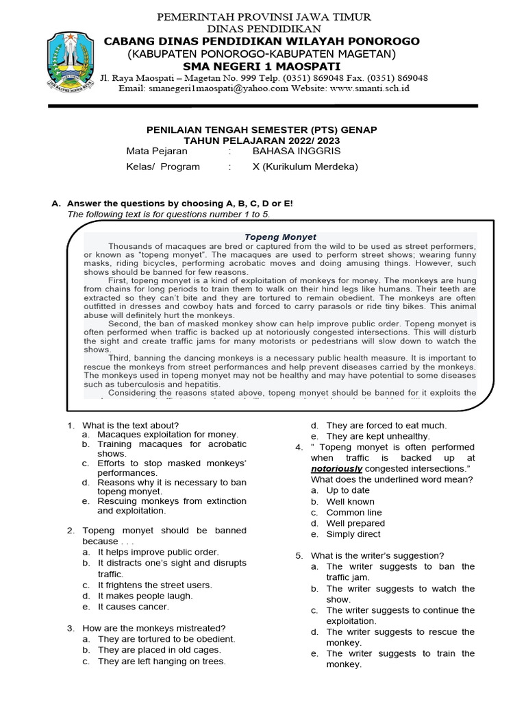 SOAL PTS BHS. INGGRIS X GENAP (KurMer) | PDF | Social Media | Popular Culture & Media Studies