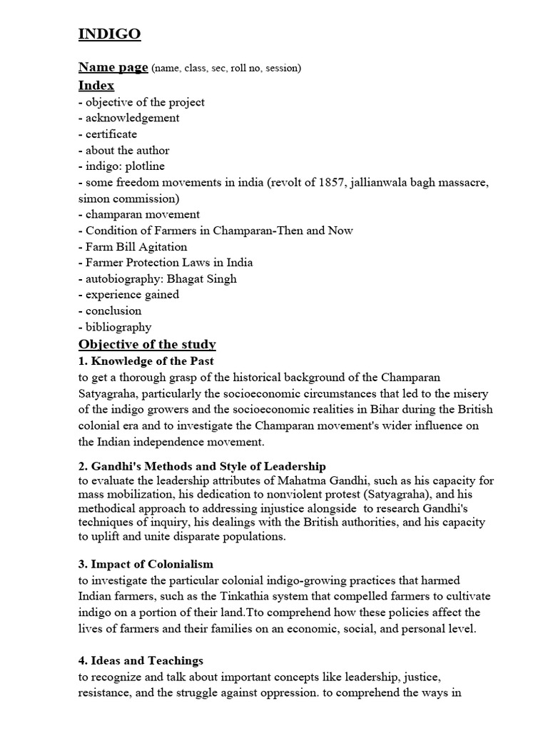 INDIGO English project | PDF | Mahatma Gandhi | Agriculture