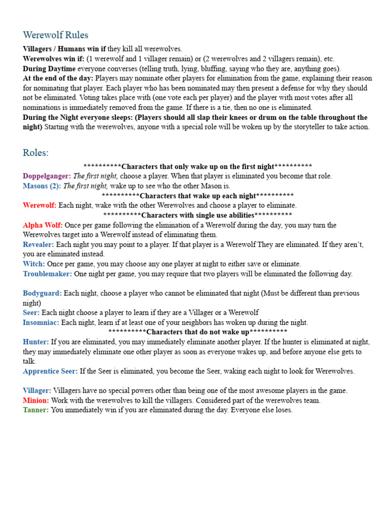 WerewolfHandout | PDF | Werewolves