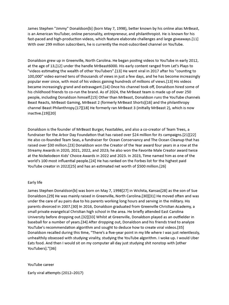 MR Beast | PDF | You Tube