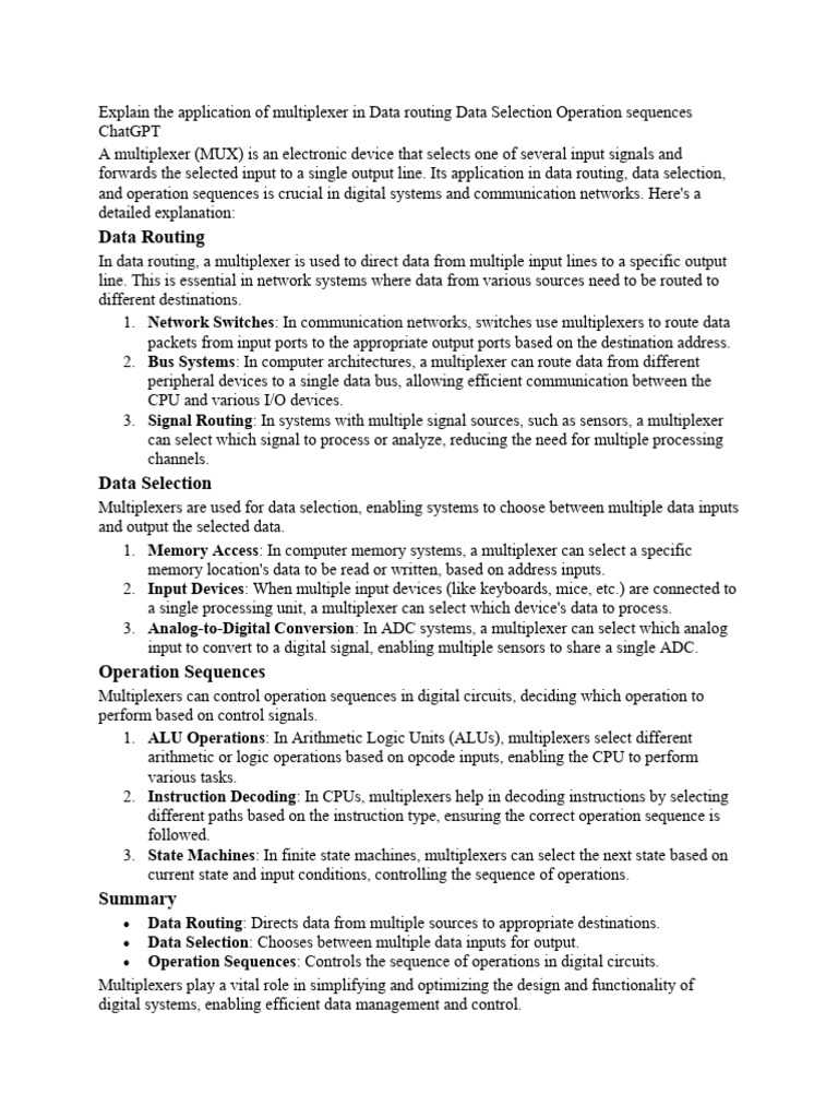 The Application of Multiplexer | PDF | Input/Output | Central ...