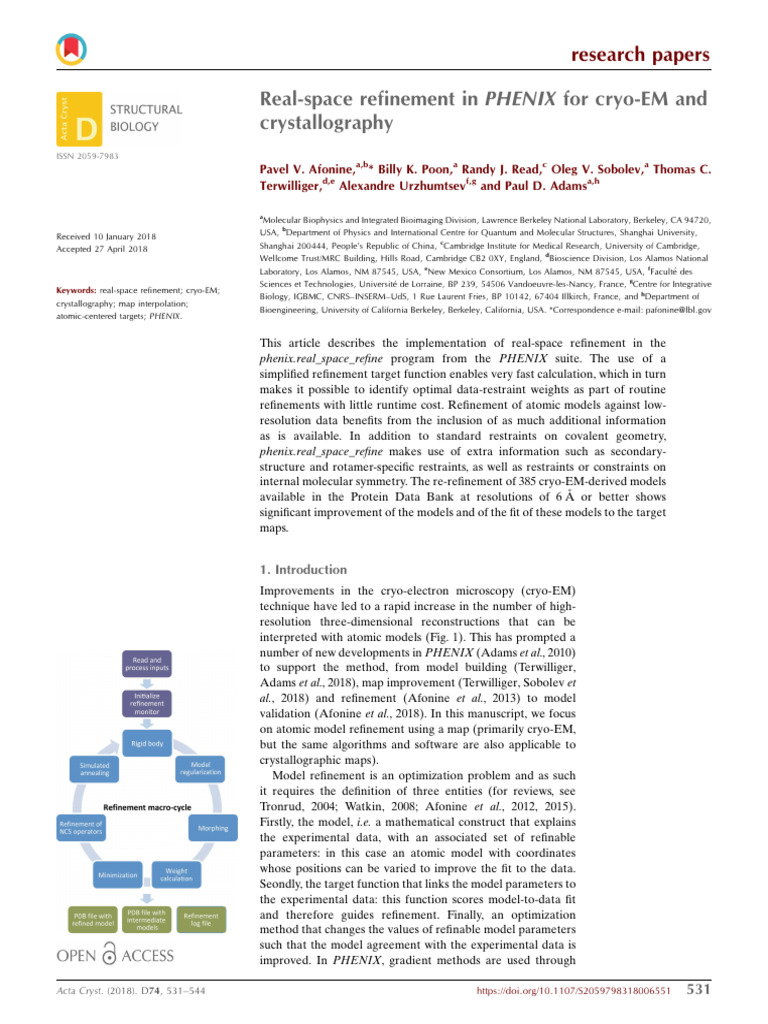 Phenix - Real-Space Refinement - D-74-00531 | PDF | X Ray ...