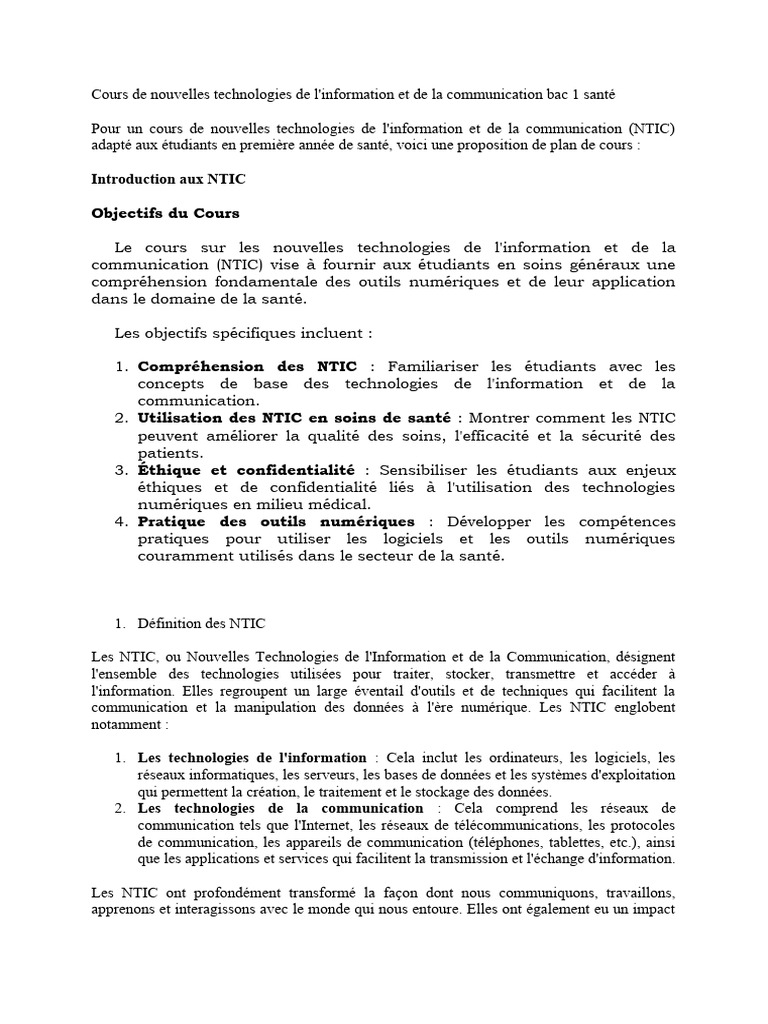 Cours de Ntic Bac1 Istm | PDF | Adresse IP | Microsoft Windows