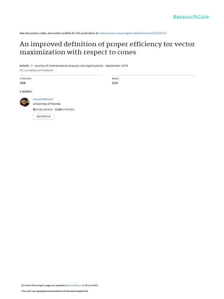An Improved Definition of Proper Efficiency For Ve | PDF | Mathematical Optimization | Theorem