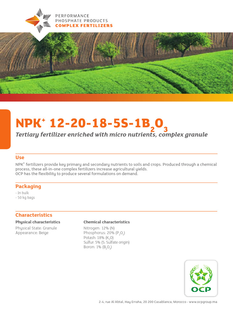 Complex Fertilizers - NPK+ 12-20-18-5S-1B2O3_1 | PDF