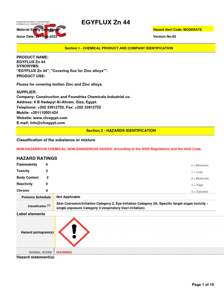 Egyflux ZN 44 Msds | PDF | Toxicity | Firefighting