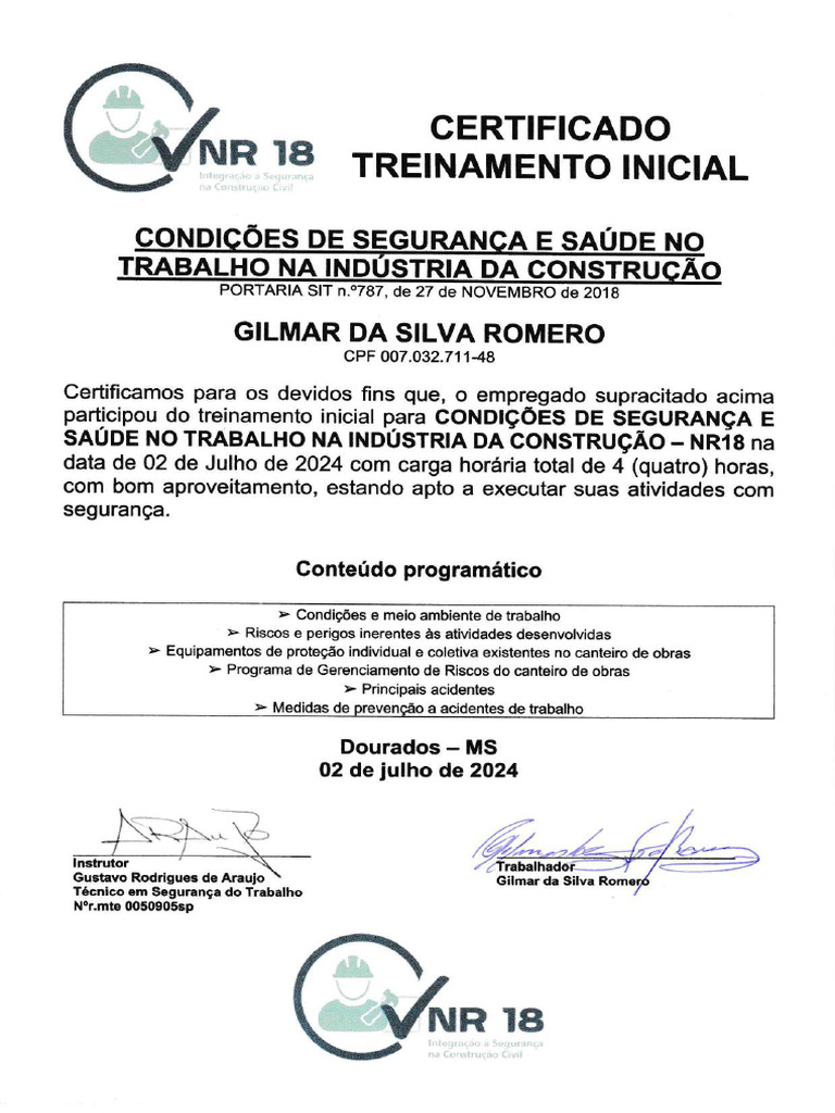 NR 18 - Gilmar Da Silva Romero - Reginaldo | PDF