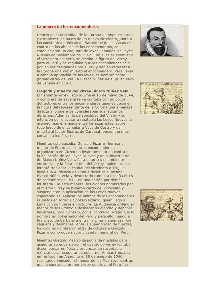 La Rebelión de Los Encomenderos | PDF | Colonización española de las ...