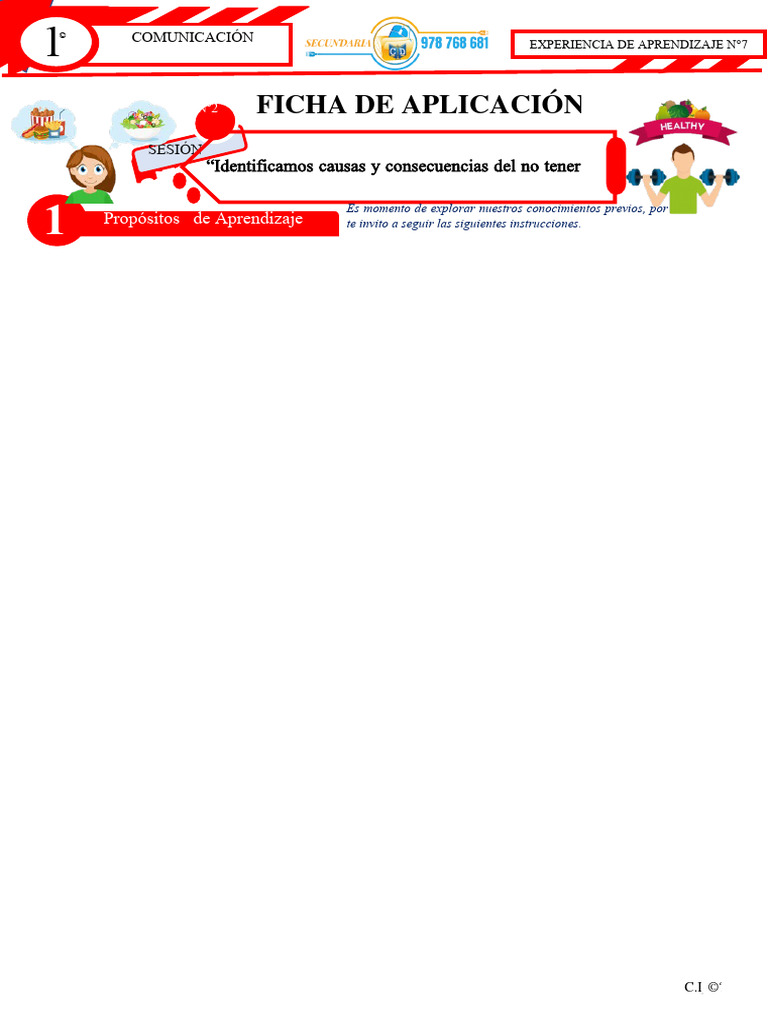 1° Ficha de Aplicación-Sesión 2-Sem.1-Exp.7-Comunicacion | PDF | Aprendizaje | Adolescencia