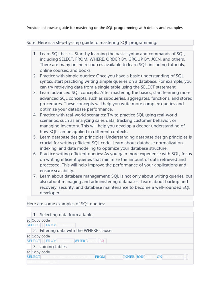 NEw and Old Learn Basic SQL | PDF | Databases | Sql