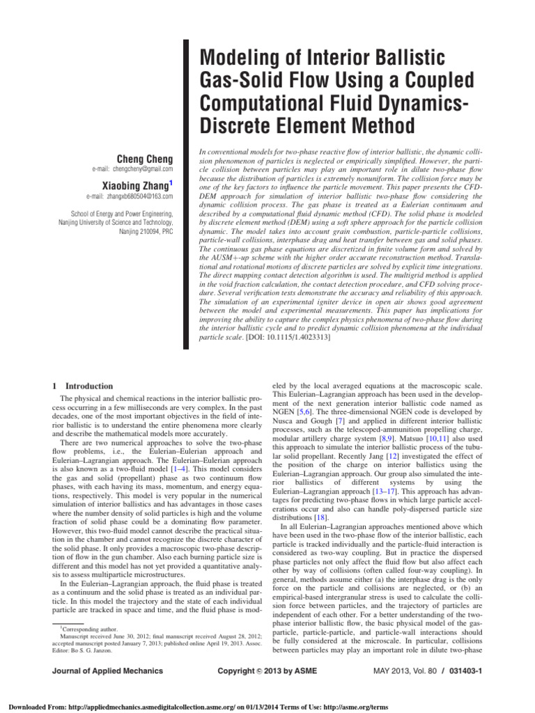 Modeling of Interior Ballistic | PDF | Computational Fluid Dynamics | Continuum Mechanics