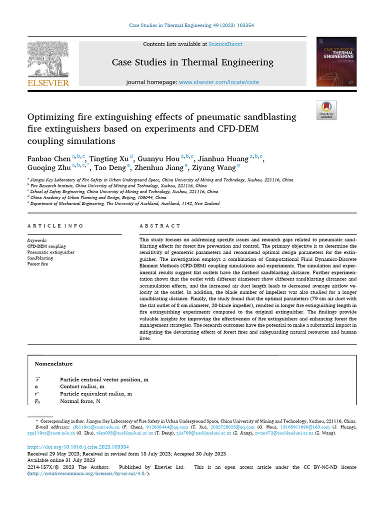 Optimizing Fire Extinguishing Effects of Pneumatic Sandblasting | PDF | Force | Computational ...