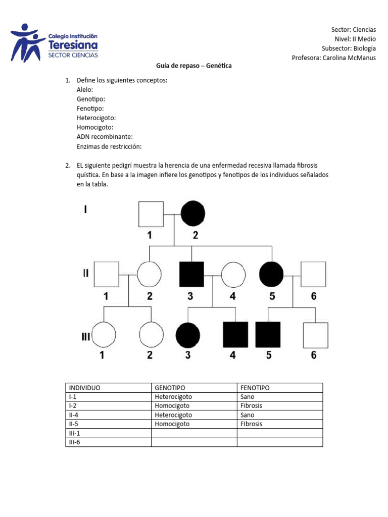 Guía de Repaso | PDF | Dominancia (Genética) | Cigosidad