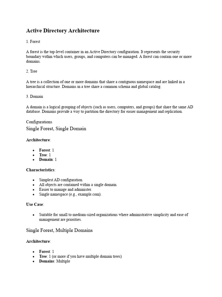 Active Directory Architecture | PDF | Active Directory | Computer Networking