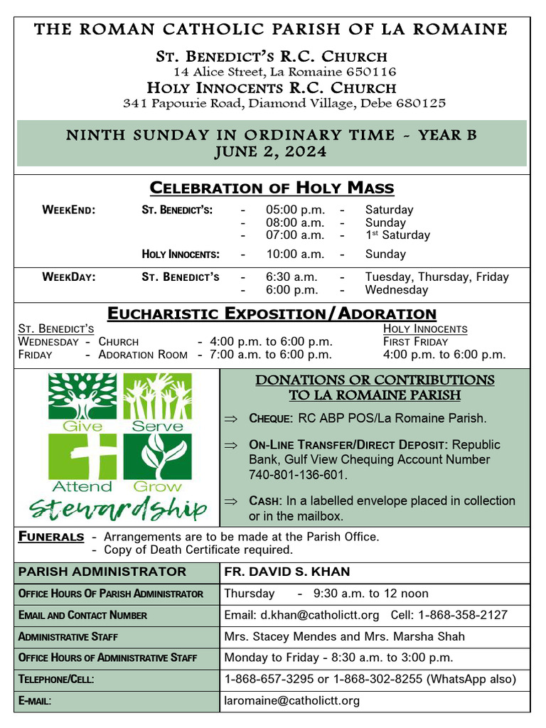 Newsletter 2024-June 2nd-9th Sunday in OT | PDF | Jesus | Love
