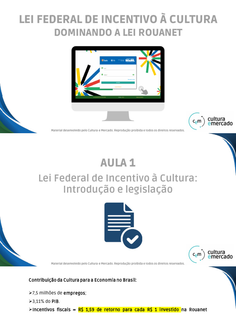 Lei Federal de Incentivo À Cultura - Dominando A Lei Rouanet | PDF ...