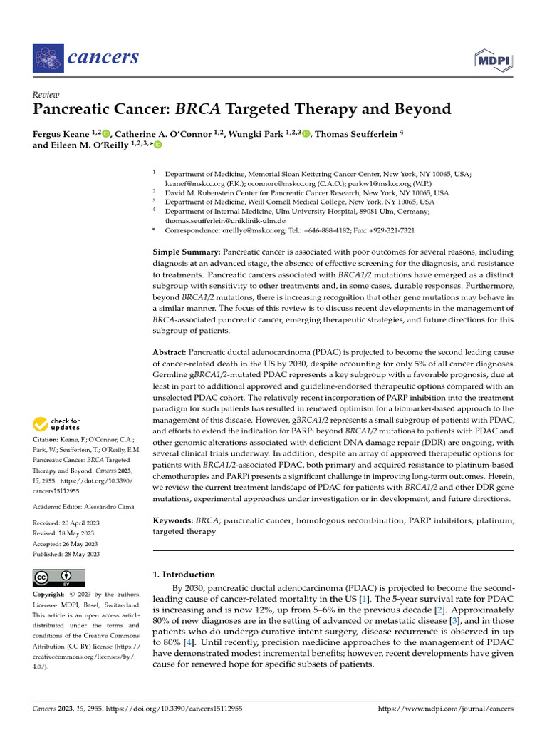 Keane F Cancers 2023 | PDF | Dna Repair | Pancreatic Cancer