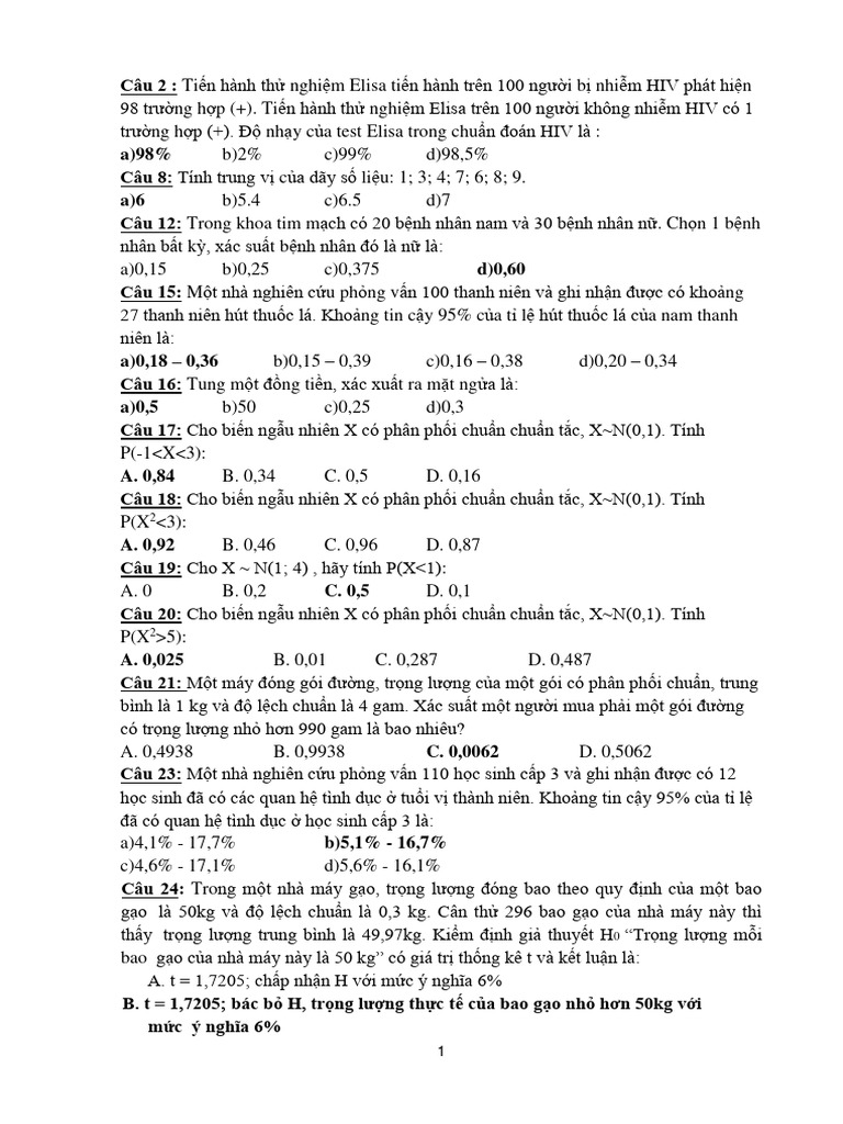 XSTK BÀI TẬP 1 4 | PDF