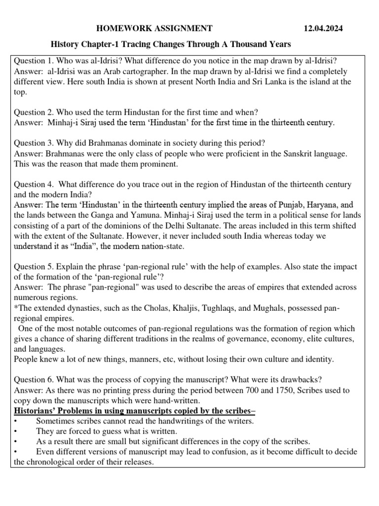 History Homework: Chapter 1 Q&A | PDF