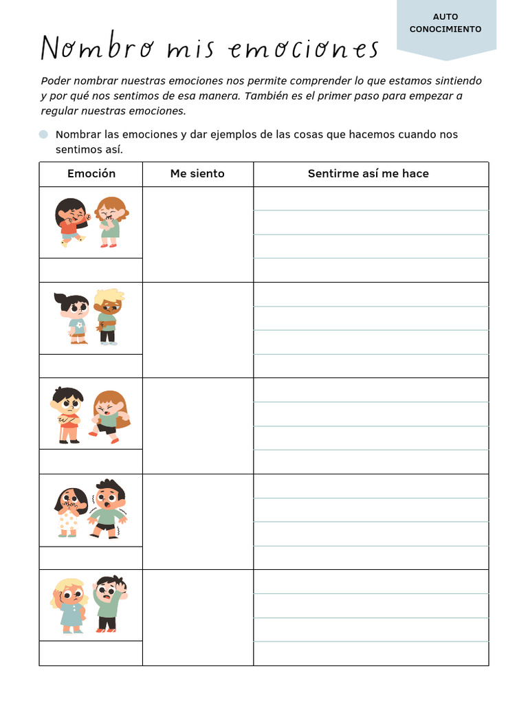 Actividades para Identificar Emociones Niños | PDF