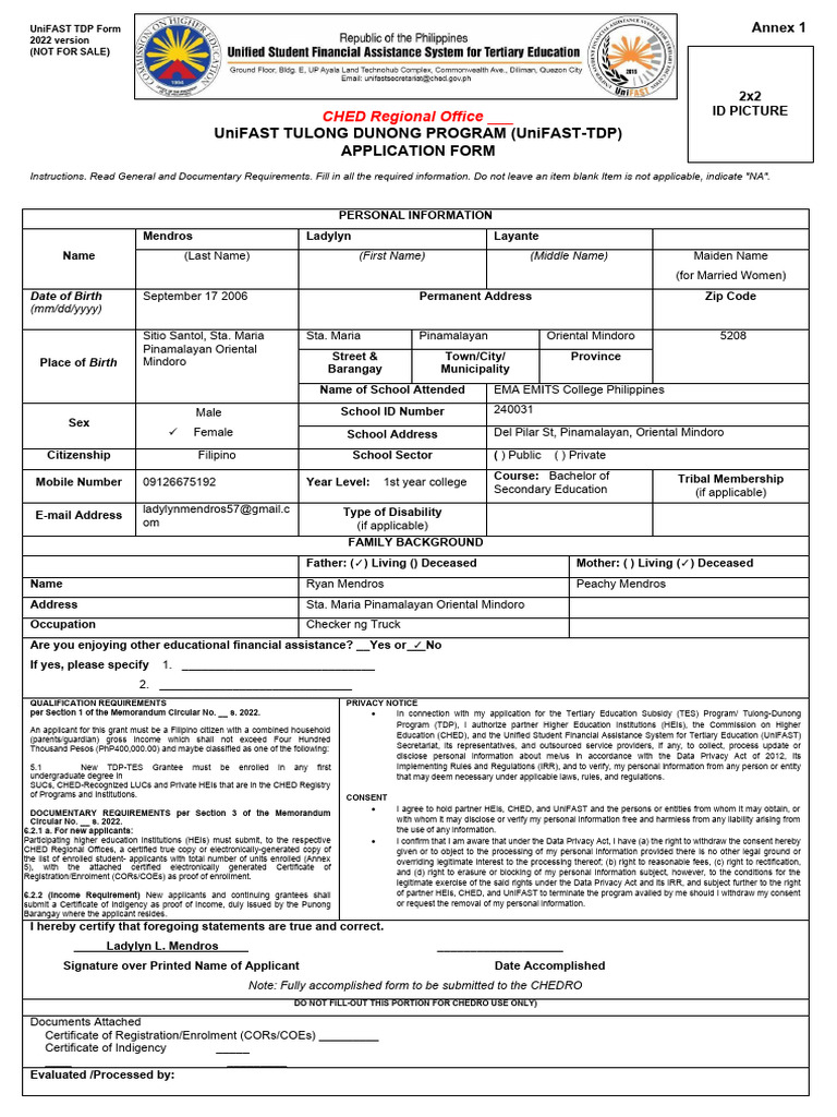 Annex 1 TDP Application Form New | PDF | Justice | Crime & Violence