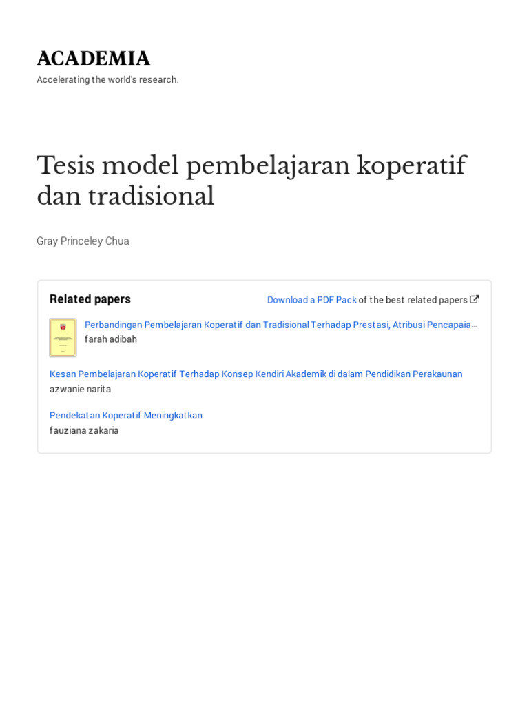 Tesis Model Pembelajaran Koperatif Dan Tradisional-with-cover-page-V2 | PDF