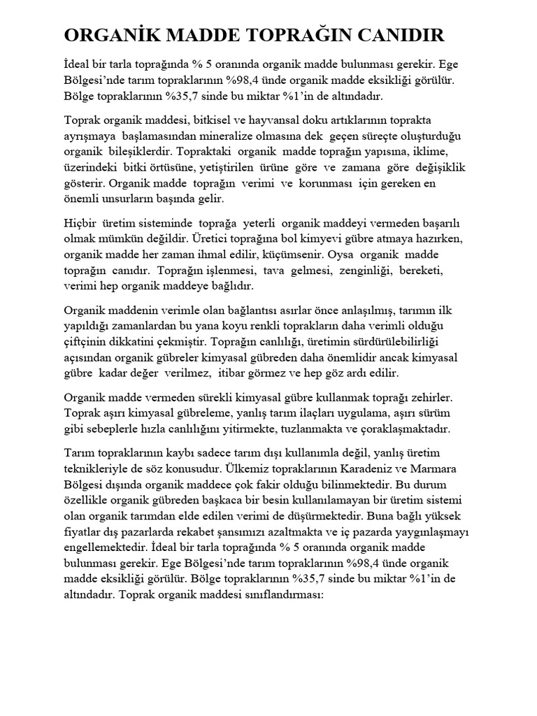 Organi̇k Madde Toprağin Canidir | PDF