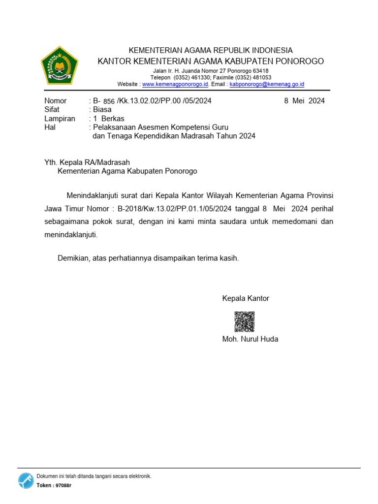 Surat Pelaksnaan AKG GTK 24 | PDF