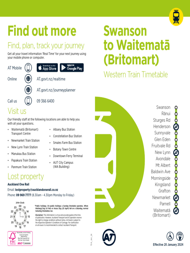 Auckland Transport Western Line Train Timetable | PDF | Public ...