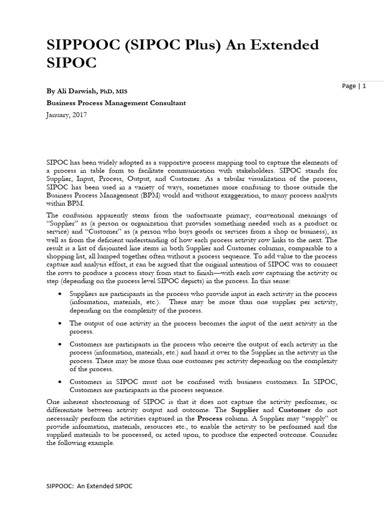 SIPPOOC (SIPOC Plus) An Extended SIPOC | PDF | Information | Warehouse