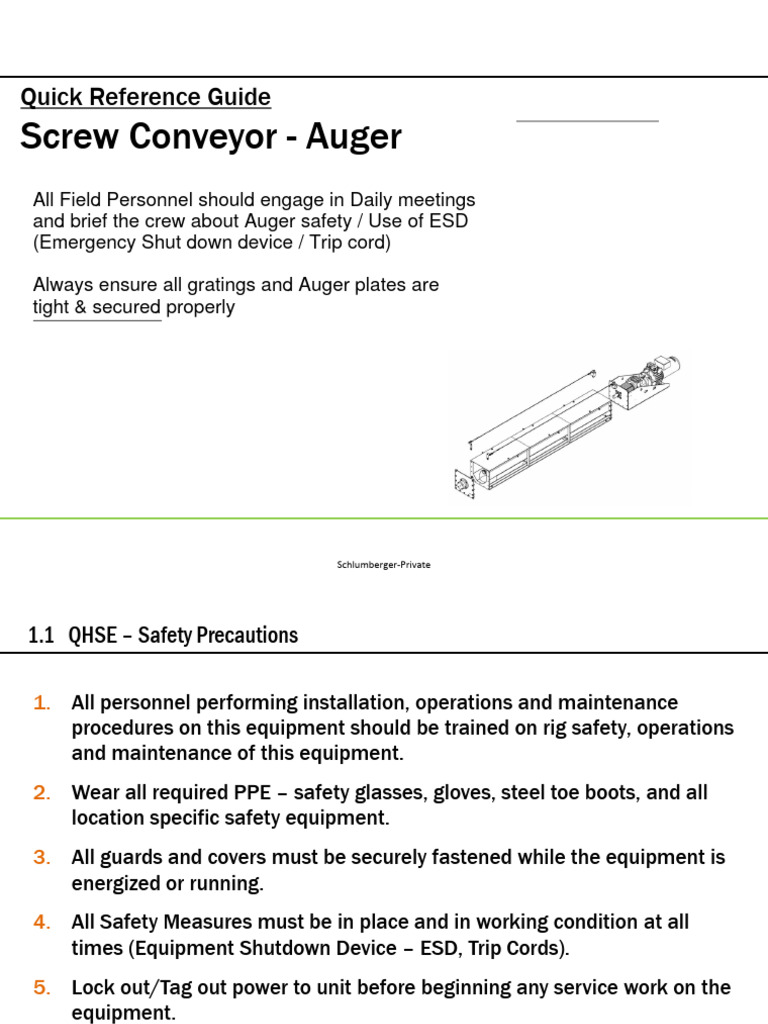 Rules of Operation - Auger | PDF | Bearing (Mechanical) | Safety