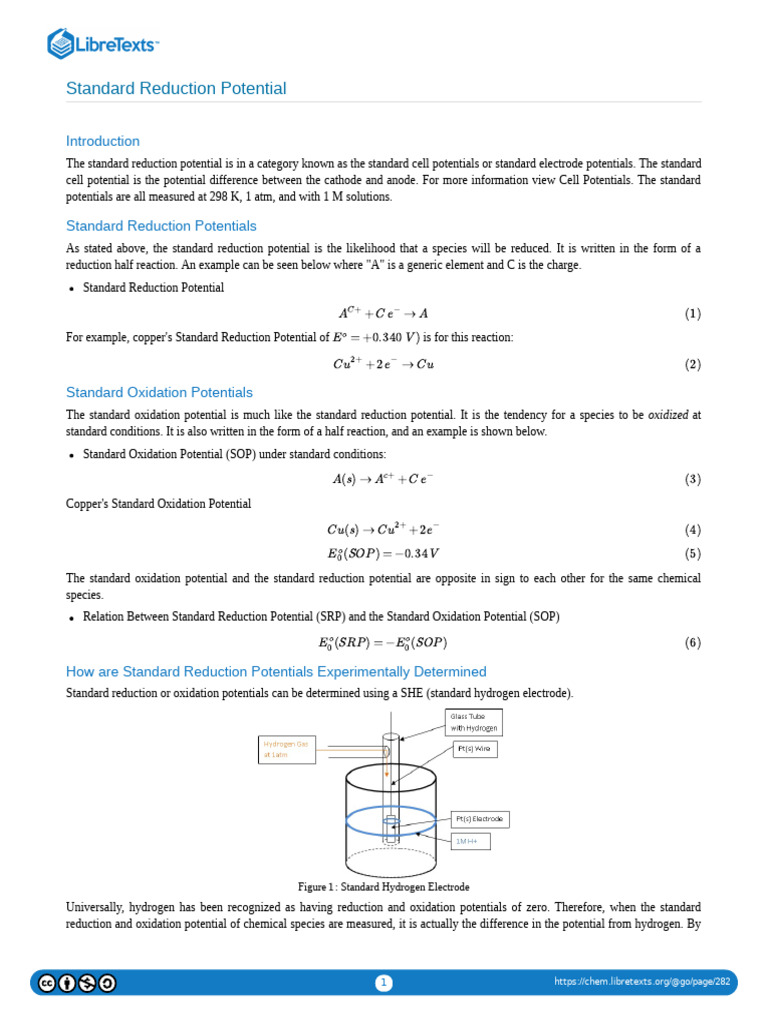 Standard Reduction Potential | PDF | Redox | Electrochemistry