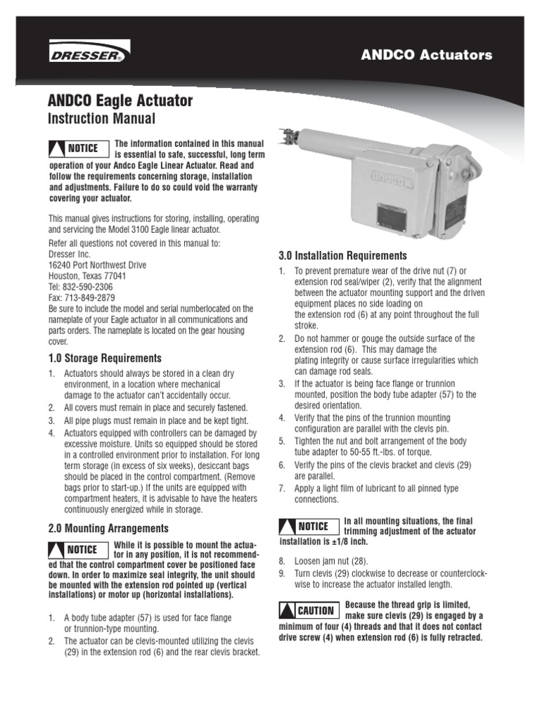 Eagle 3100 Actuator Manual | PDF | Screw | Actuator