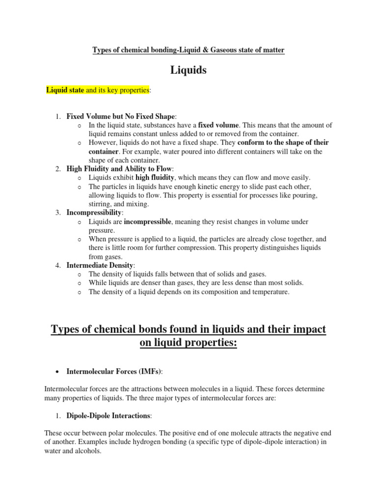 Lec 5 Types of Chemical Bonding-Liq & Gaseous State of Matter-1 | PDF ...