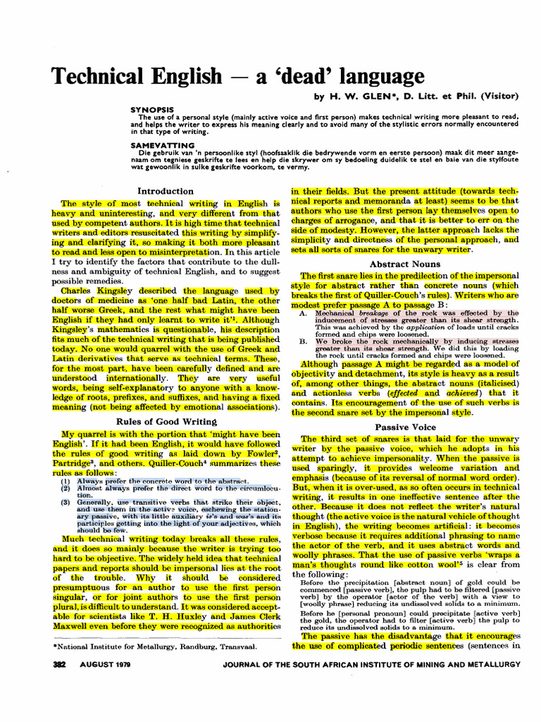 Technical English: A 'Dead' Language | PDF | Verb | Adjective