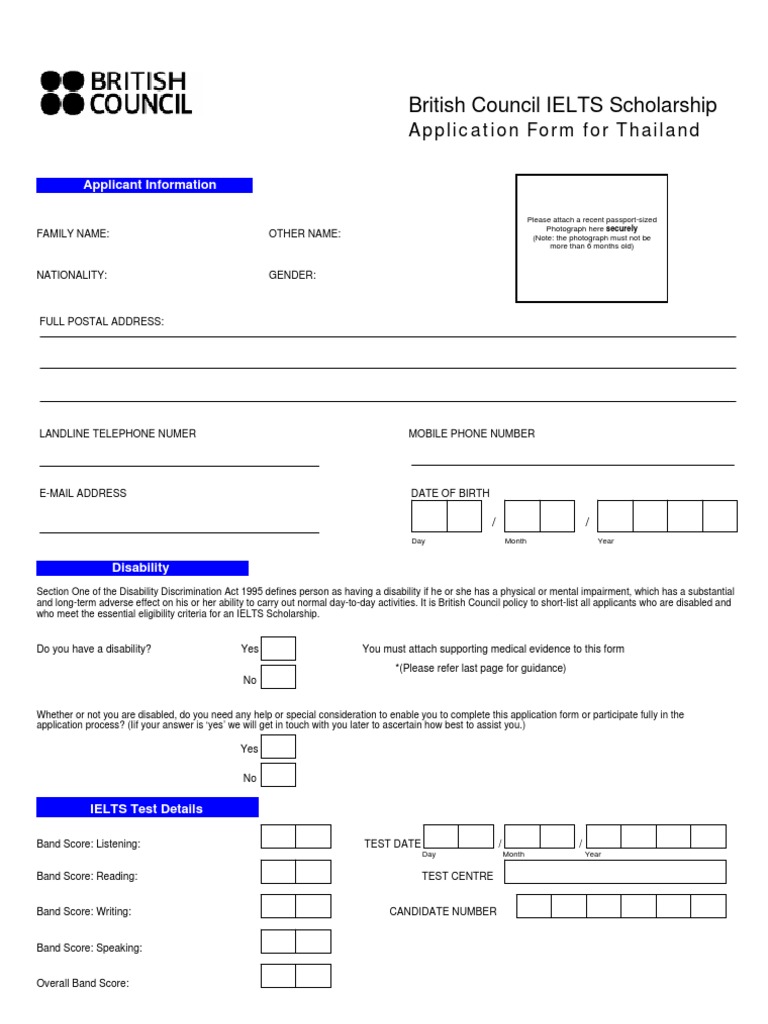 Thailand British Council Ielts Scholarship Application Thailand ...