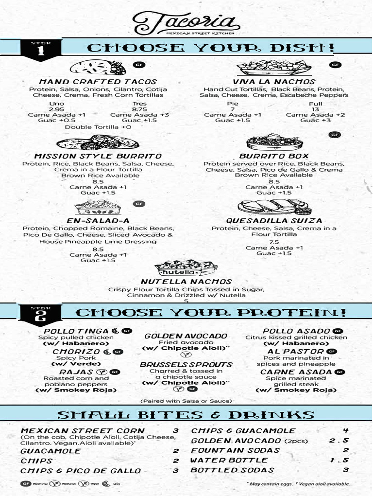 Tacoria Menu | Download Free PDF | Burrito | Mexican Cuisine