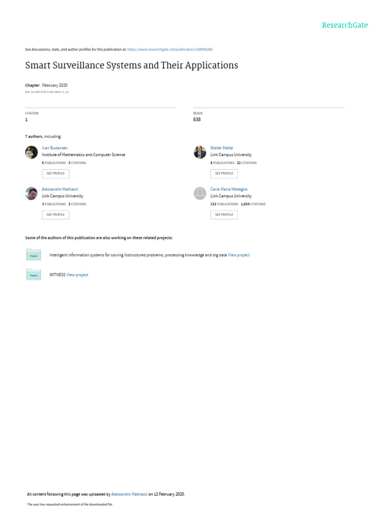 Smart Surveillance Systems And Their Applications Pdf Wireless Sensor Network Surveillance