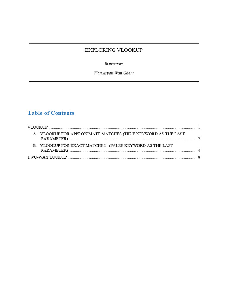 VLOOKUP Guide: Approximate & Exact Matches | PDF | Computer Programming ...