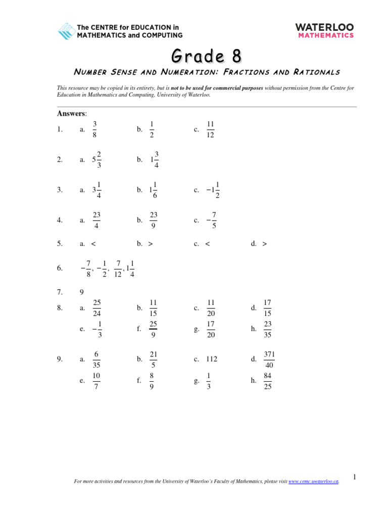 Ans NSN Frac gr8 | PDF | Equations | Applied Mathematics