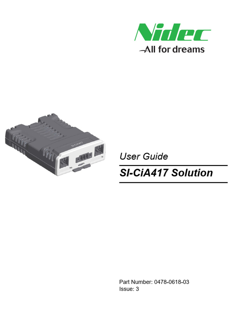 Opties En Accessoires Si Cia417 Solution User Guide En Iss3 0478 0618