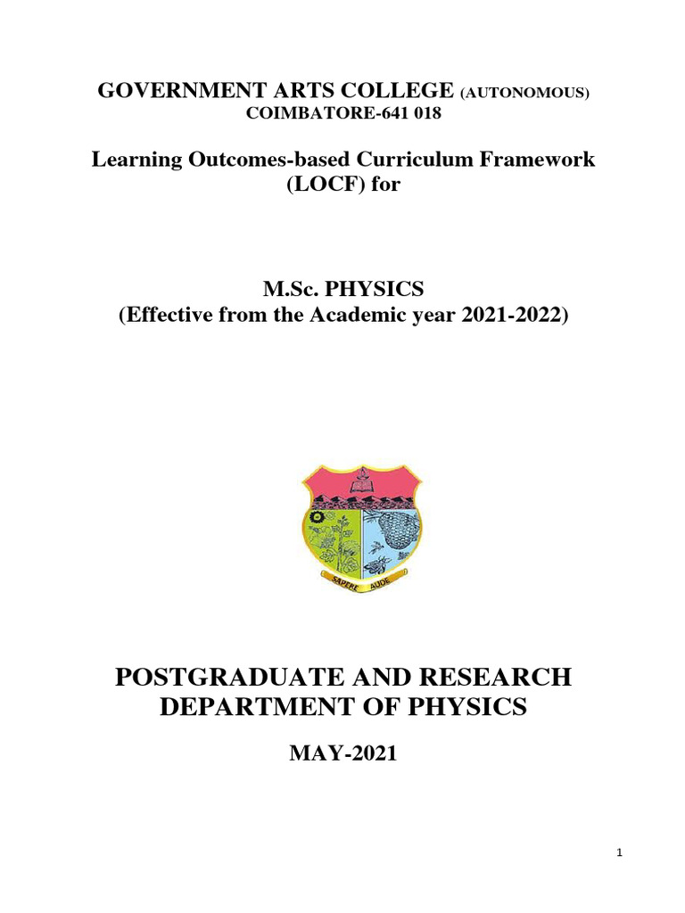Physics - PG Locf Original | PDF | Physics | Schrödinger Equation