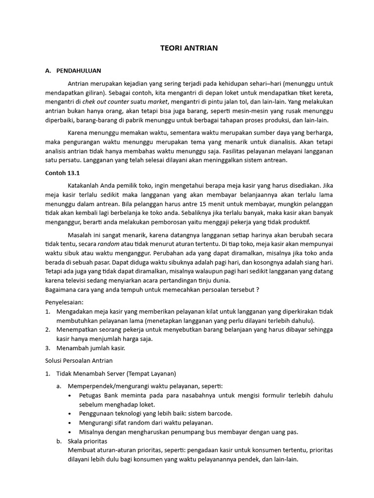 13 Modul MK RO - Teori Antrian | PDF | Metode & Bahan Ajar | Komputer