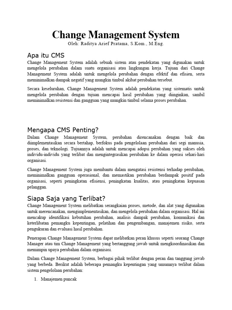 Change Management System | PDF | Pengembangan Diri