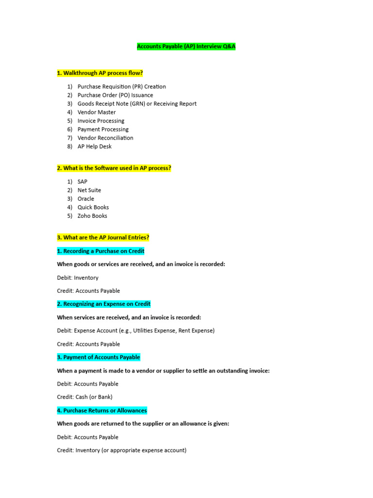 Accounts Payable Interview Q&A | PDF | Accounts Payable | Credit Card