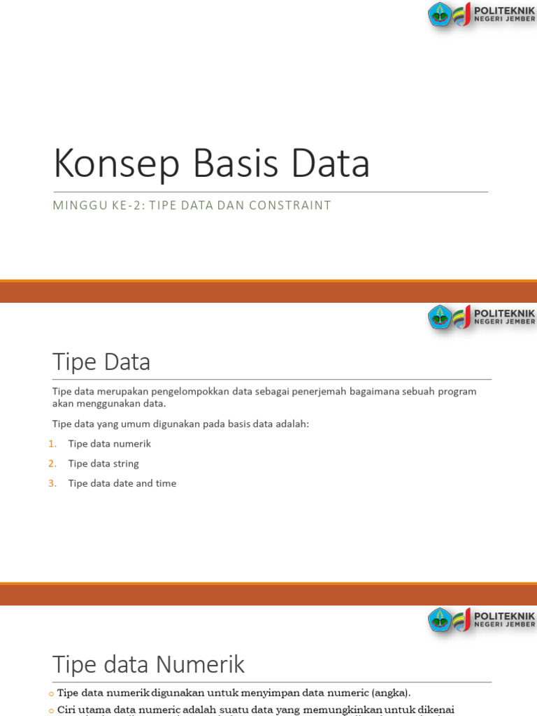 Tipe Data dan Constraint dalam Basis Data | PDF | Komputer