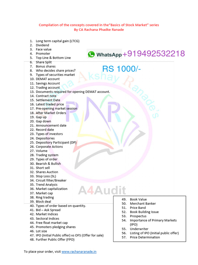 Basics of Stock Market Course by CA Rach | PDF